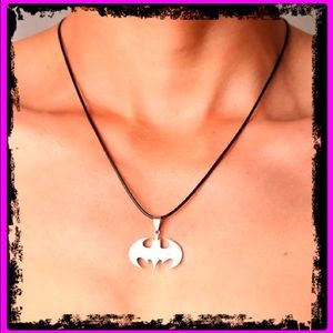 Batman | Accessories | Stainless Steel Leather Batman Necklace | Poshmark